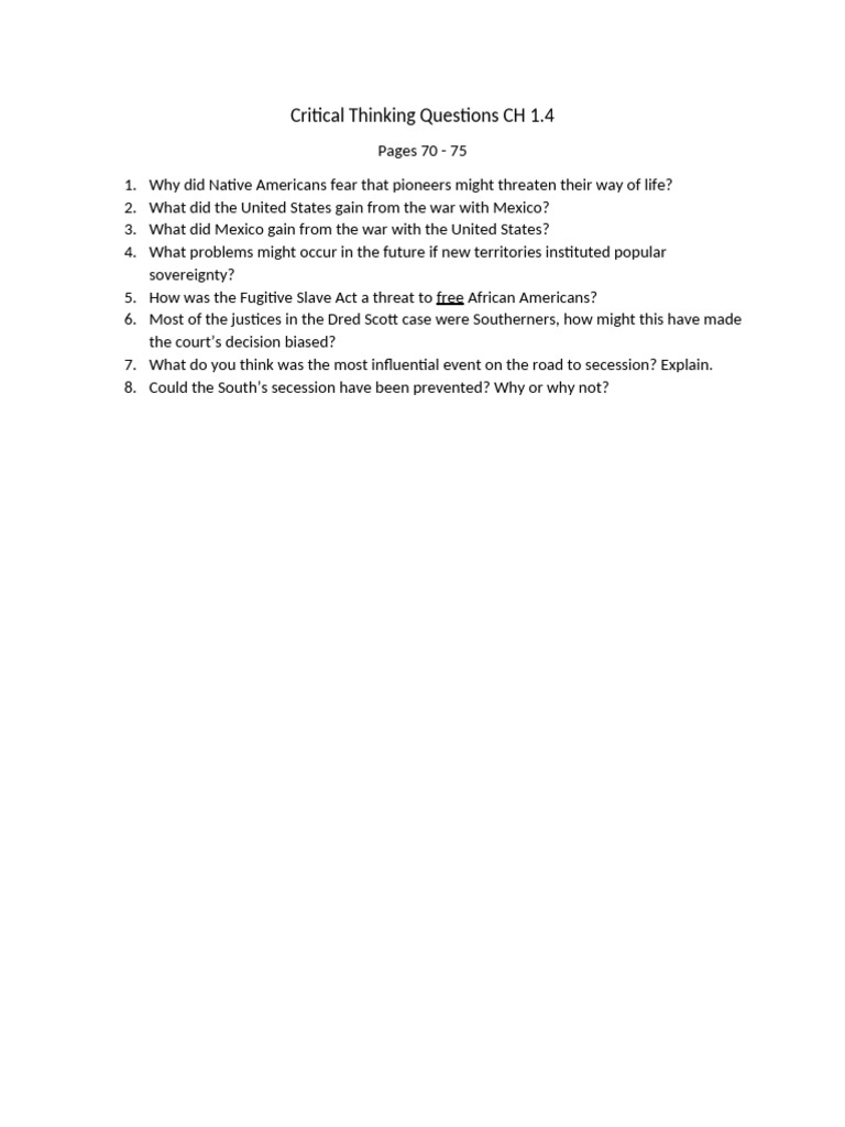 Critical Thinking 1.4 | PDF