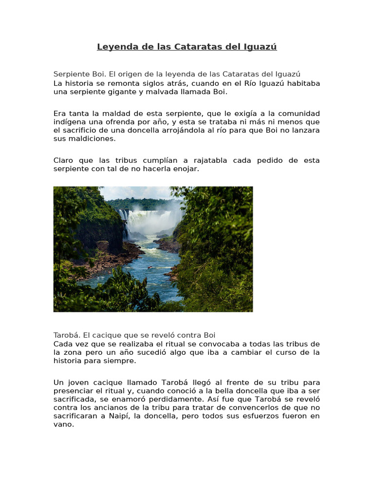 Leyenda de las Cataratas del Iguazú | PDF