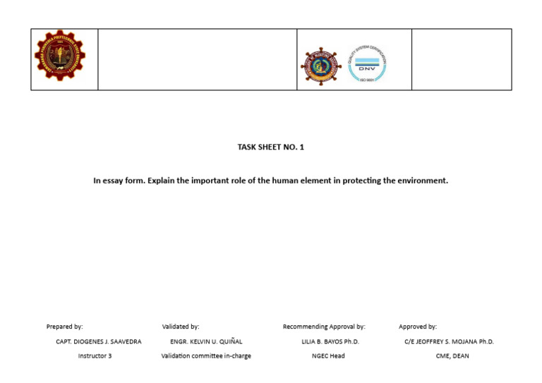 Mar - Env. Task Sheet 1 | PDF
