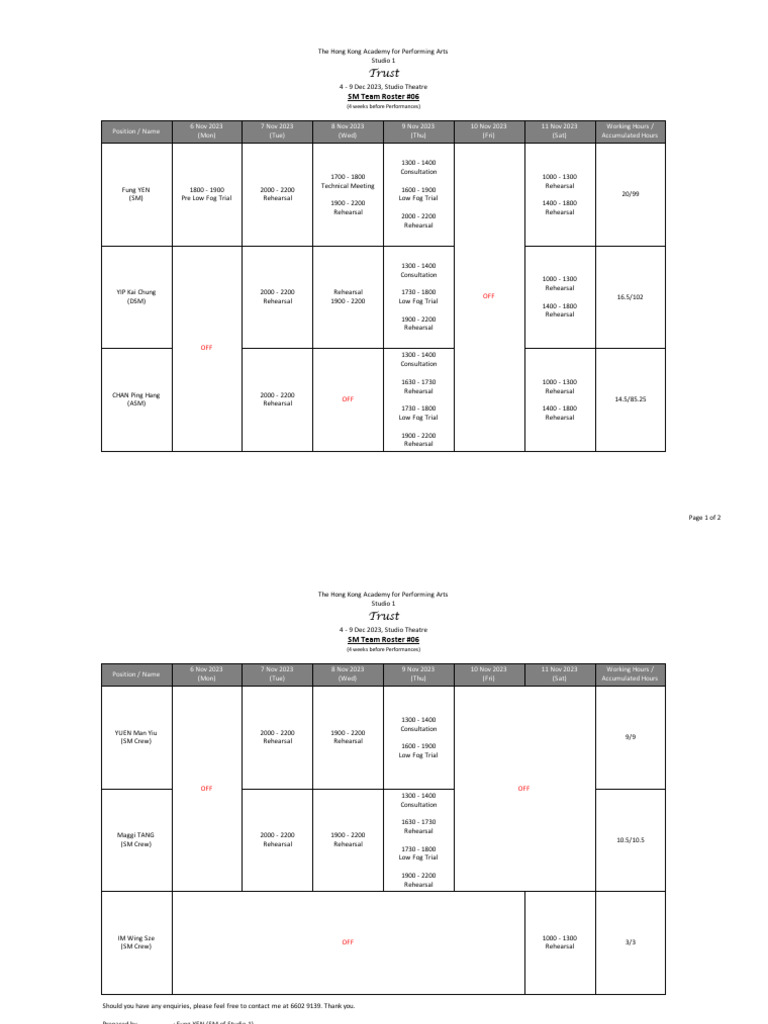 SM Team Roster for December Performances | PDF | Hong Kong