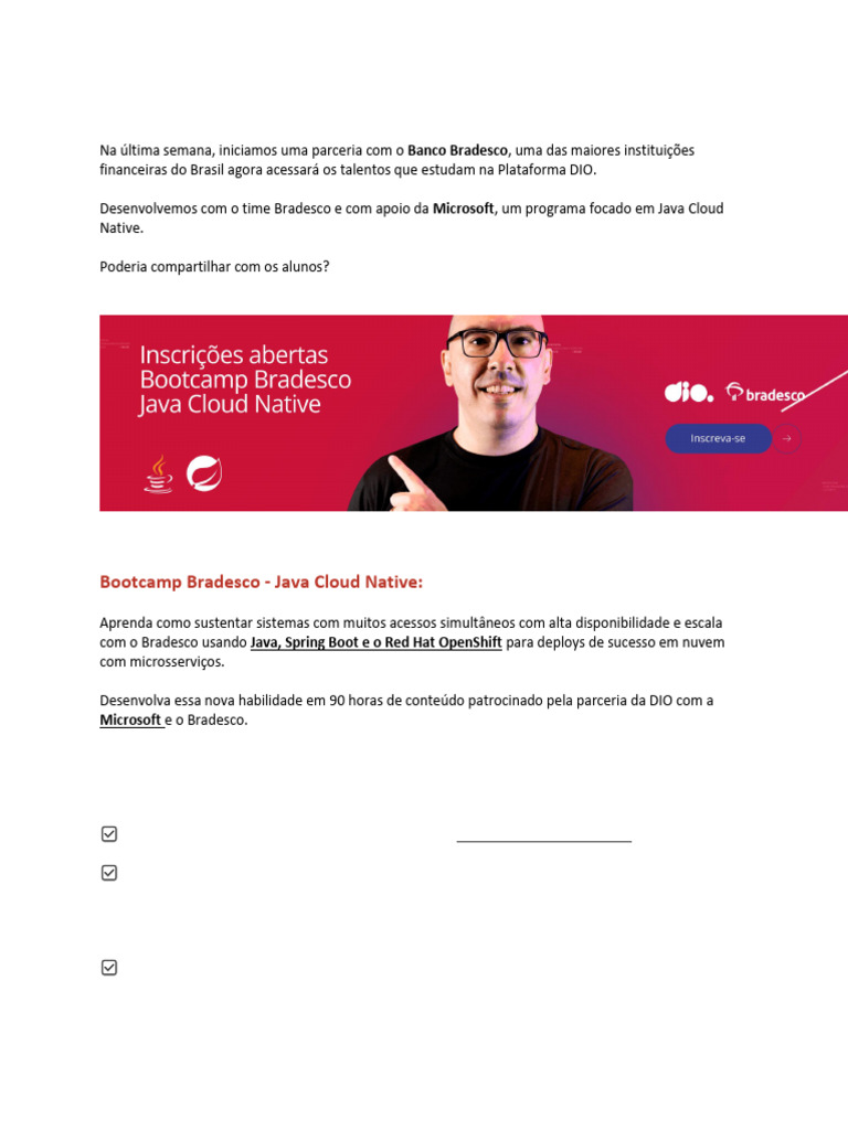 Programa de Aprendizagem Patrocinado Pelo Bradesco em Parceria Com A Microsoft | PDF