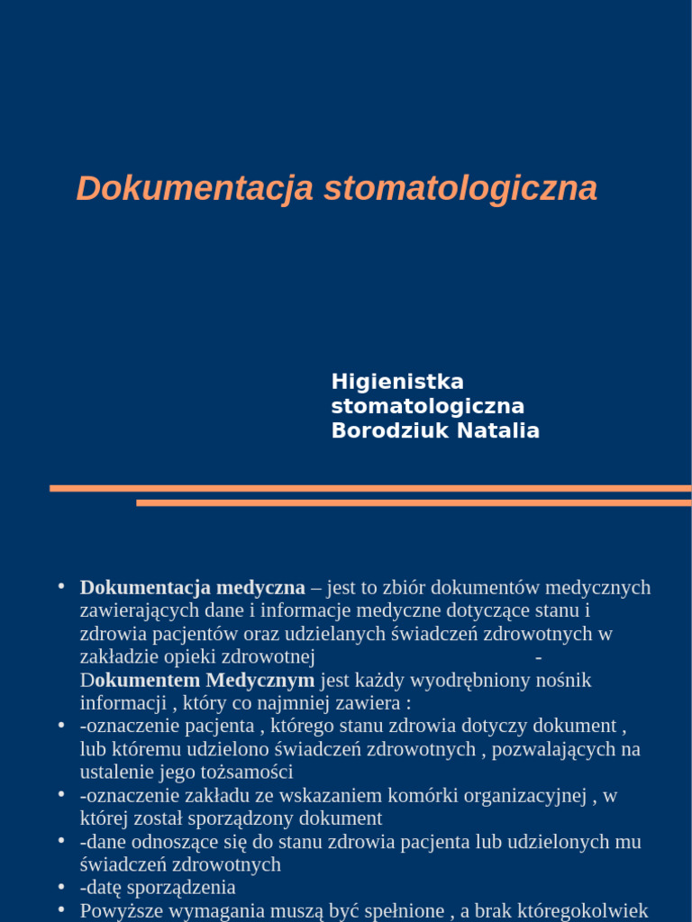 Dokumentacja W Stomatologii | PDF
