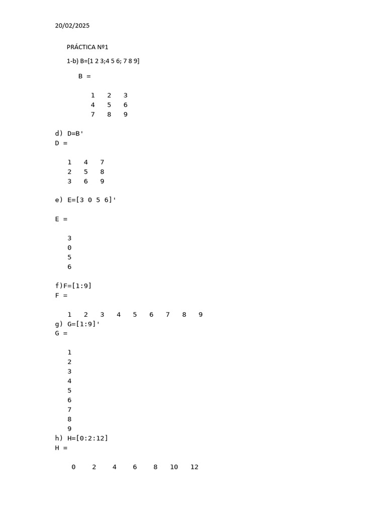 PRÁCTICA Nº1 y Nº2 | PDF | Algebra | Linear Algebra