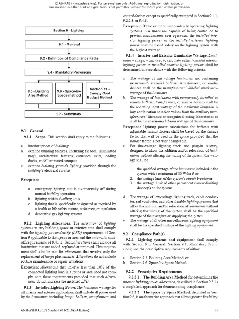 Ashrae 90.1-2010 Lighting | PDF | Lighting | Electric Power