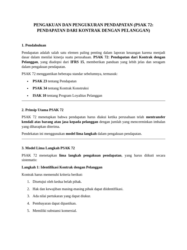 Panduan PSAK 72: Pengakuan Pendapatan | PDF