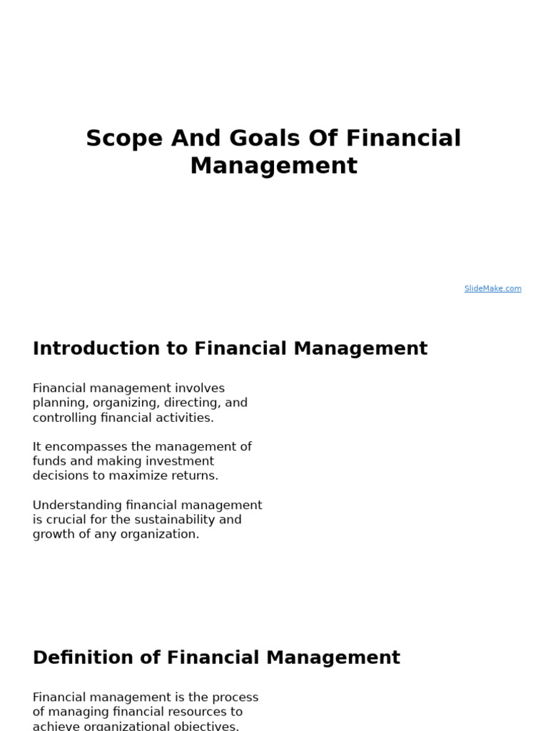 Scope and Goals of Financial Management | PDF | Investing | Dividend