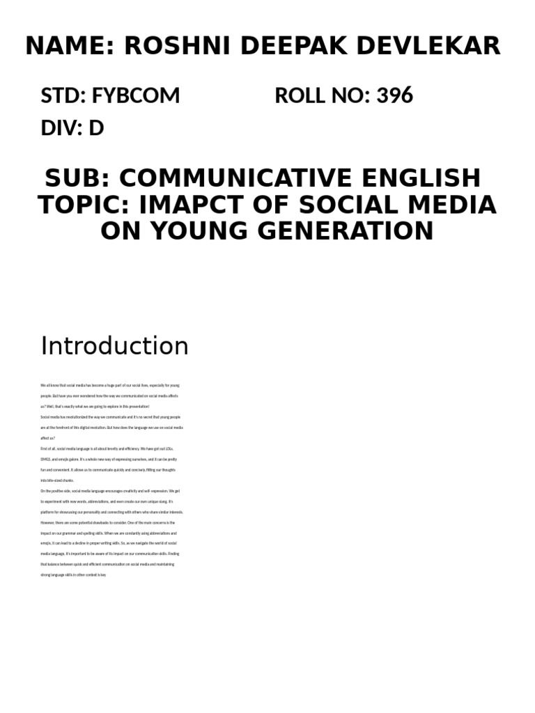 Name: Roshni Deepak Devlekar: STD: Fybcom Div: D ROLL NO: 396 | PDF