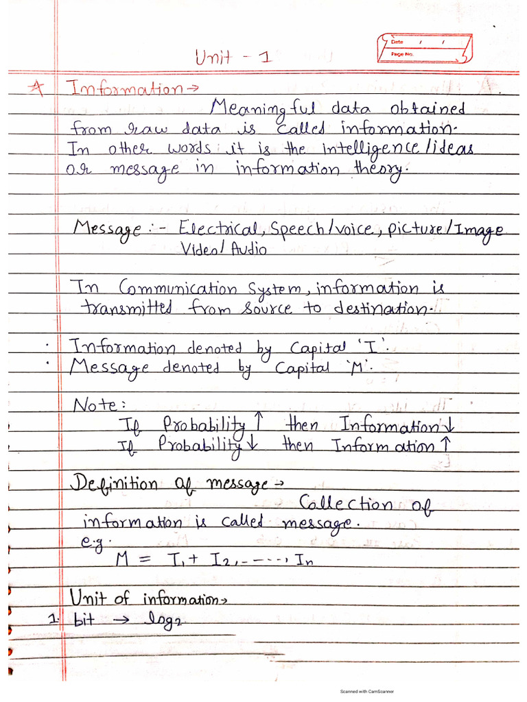 ITC Handwritten Notes For Btech Students (Computer Science) | PDF