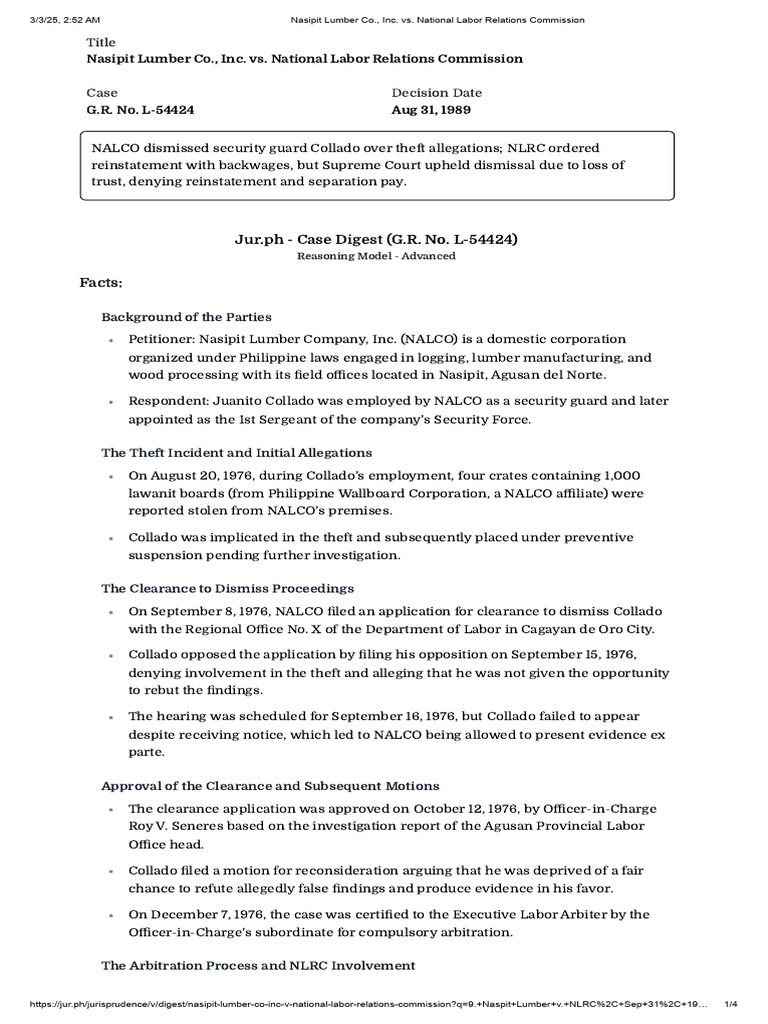 Nasipit Lumber Co., Inc. vs. National Labor Relations Commission CD | PDF | Res Judicata ...
