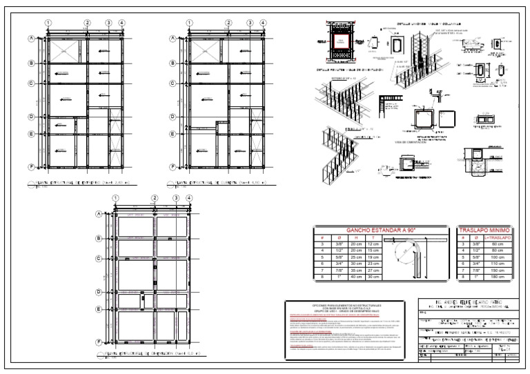 PL-01 Planos Estructurales de Cimentación, de Entrepiso y Detalles | PDF | Tornillo
