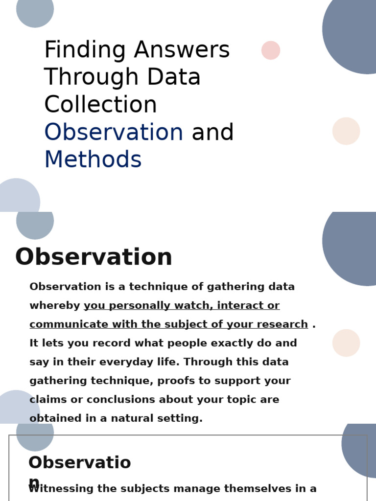 Observation and Methods | PDF | Observation | Data