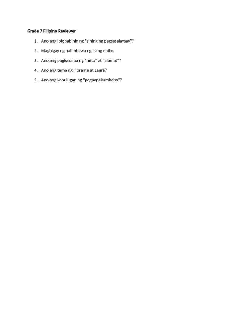Grade 7 Filipino Reviewer | PDF