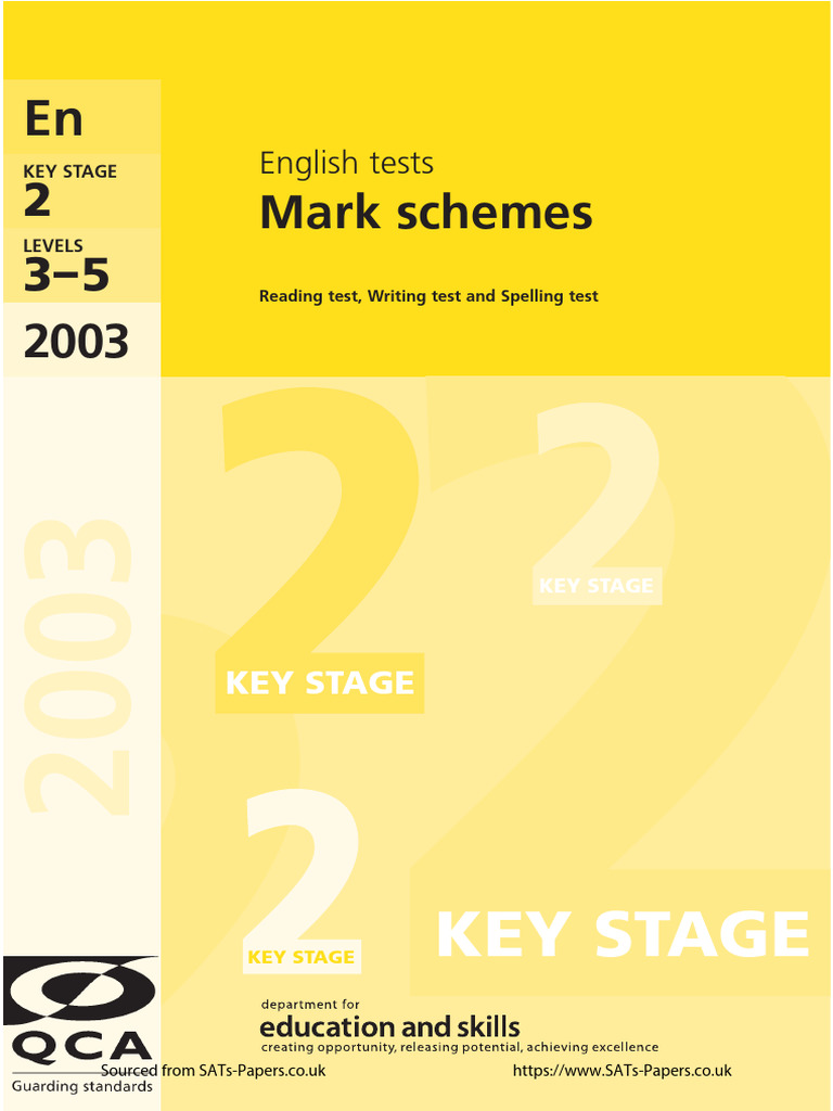 Ks2 English 2003 Marking Scheme | PDF | Clause | Sentence (Linguistics)