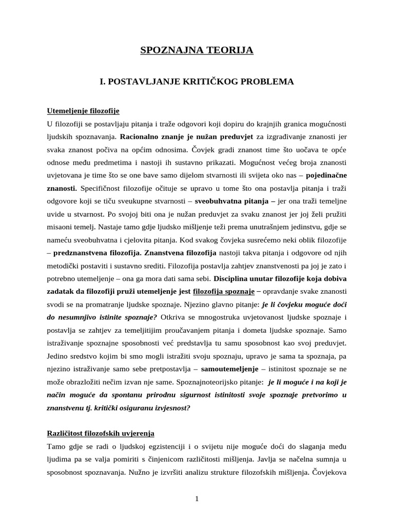 Spoznajna Teorija | PDF