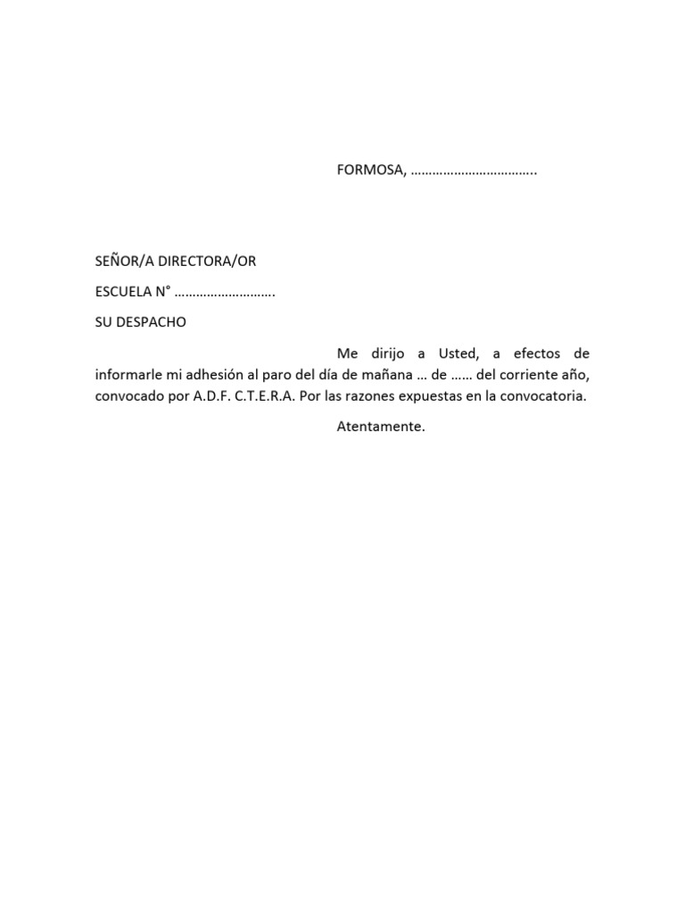 Nota de Adhesión al Paro Docente | PDF