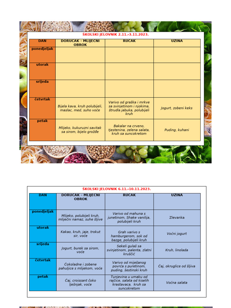 Jelovnik 11-2023 | PDF