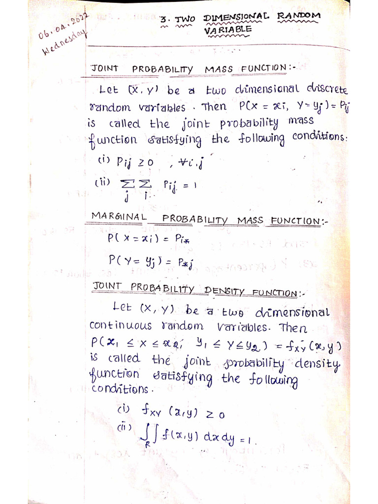 U-3 Two Dimensional Random Variable | PDF