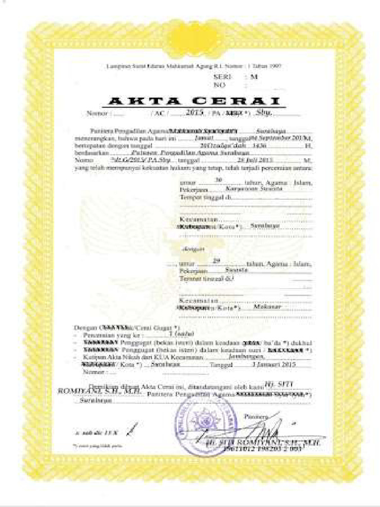 Akta cerai lama | PDF