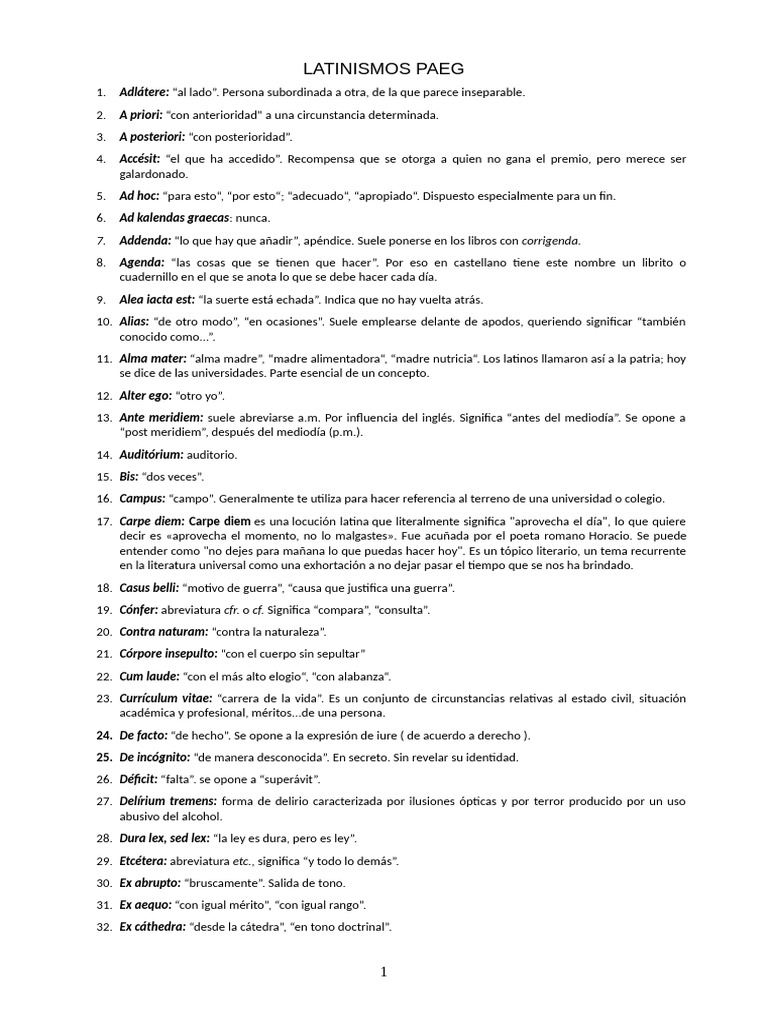 Definición de Latinismos | PDF