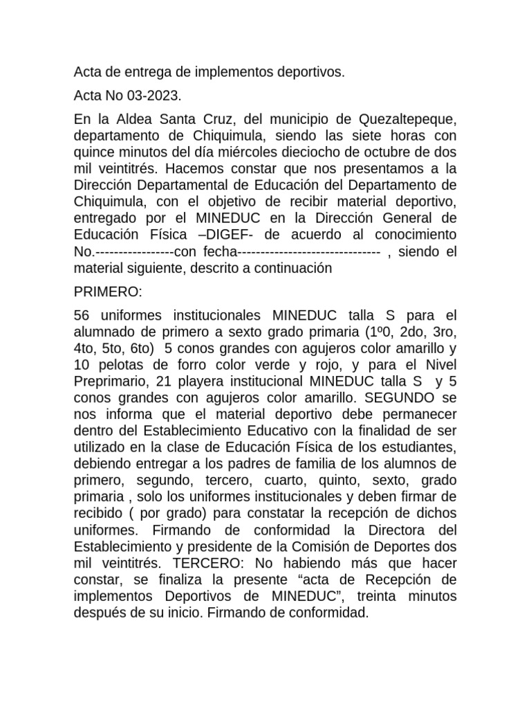 Acta Borrador | PDF