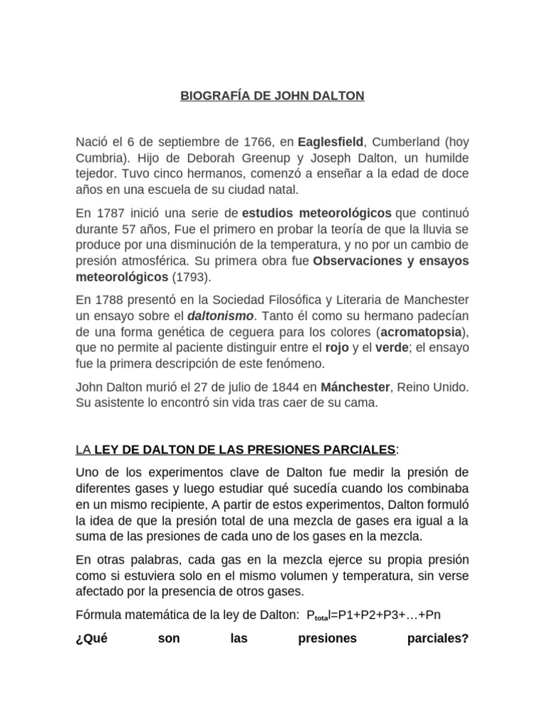 John Dalton | PDF | Gases | Buceo bajo el agua