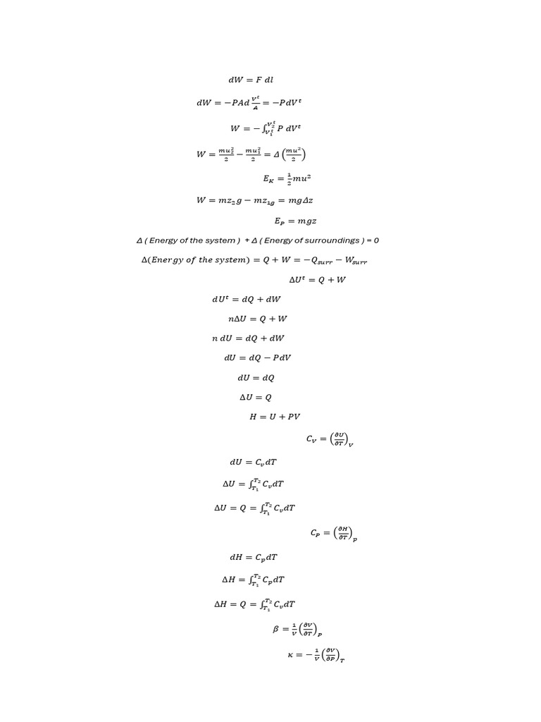 Thermodynamics Equations | PDF | Heat Capacity | Heat