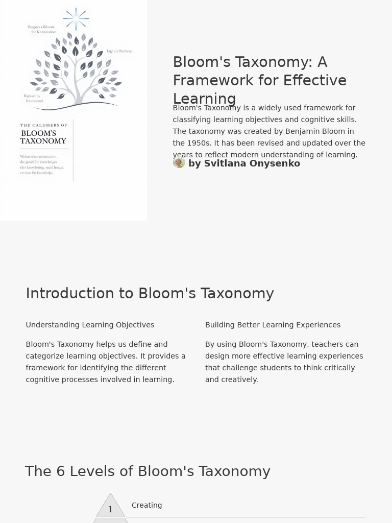 Blooms Taxonomy A Framework For Effective Learning | PDF | Learning | Information