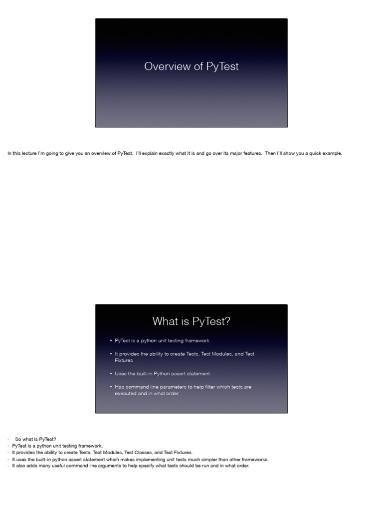 PyTest Overview and Unit Testing Guide | PDF | Computer Programming ...
