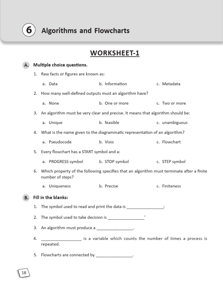 Class 6 Worksheet 1 | PDF | Algorithms | Control Flow