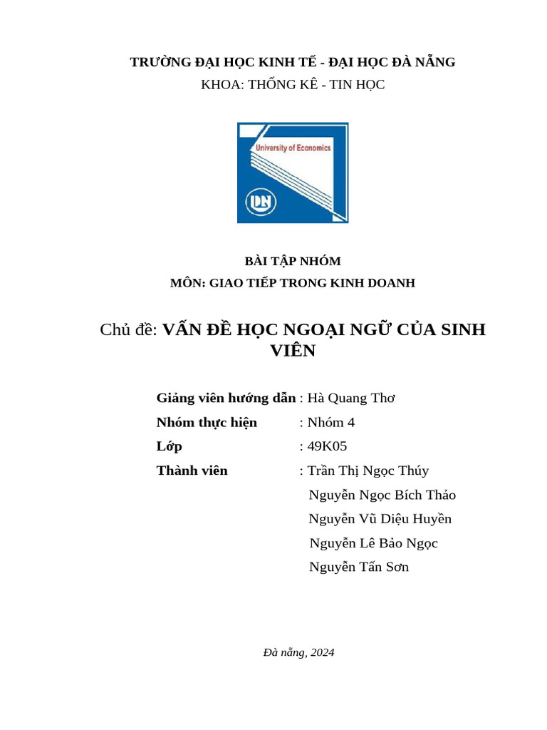 Cuochopkinhodoanh Nhom4 | PDF