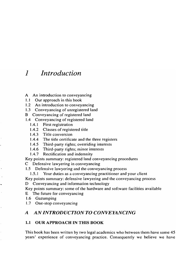01 - 'Introduction' P. 1-28 Abbey & Richards. CONVEYANCING. (Blackstone P. 1998) 1 | PDF ...