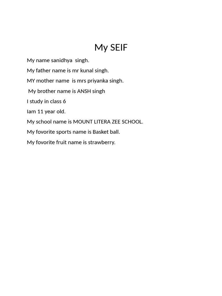 My SEIF | PDF