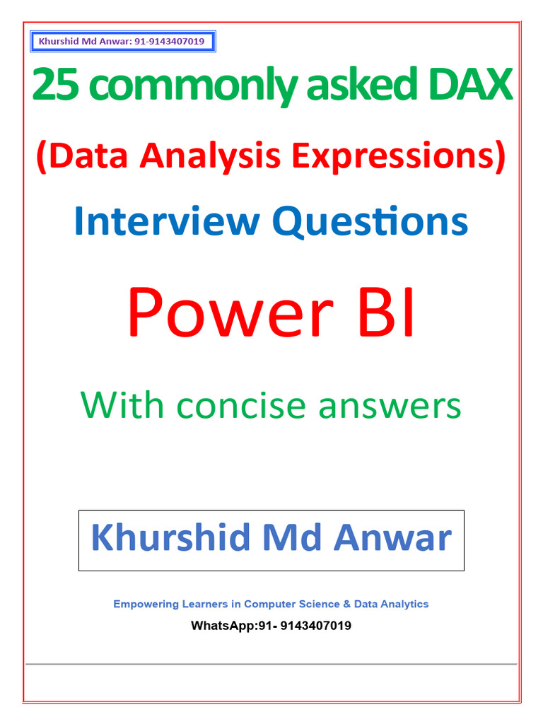 Common DAX Interview Questions | PDF | Data Analysis | Computer Science