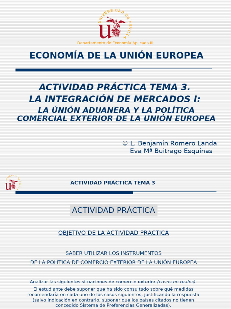 Enunciado Practica Tema 3_2024-25 | PDF | Economía de la Unión Europea | El comercio internacional