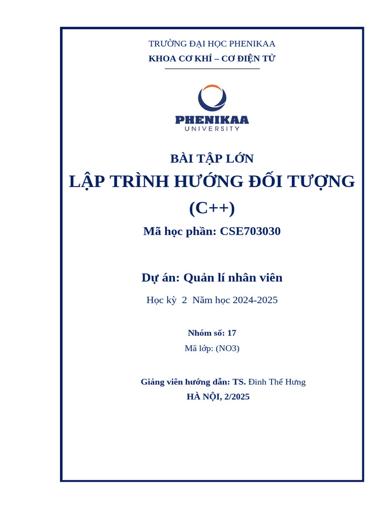 Lap trinh huong doi tuong nhom 17 | PDF