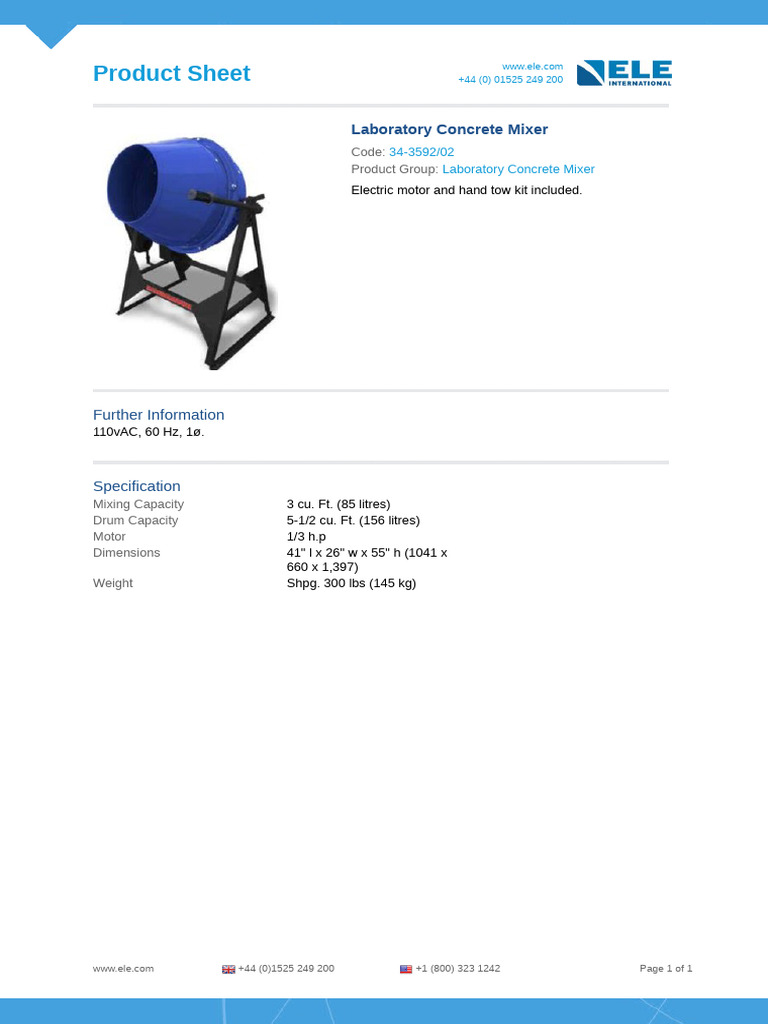 Laboratory Concrete Mixer | PDF