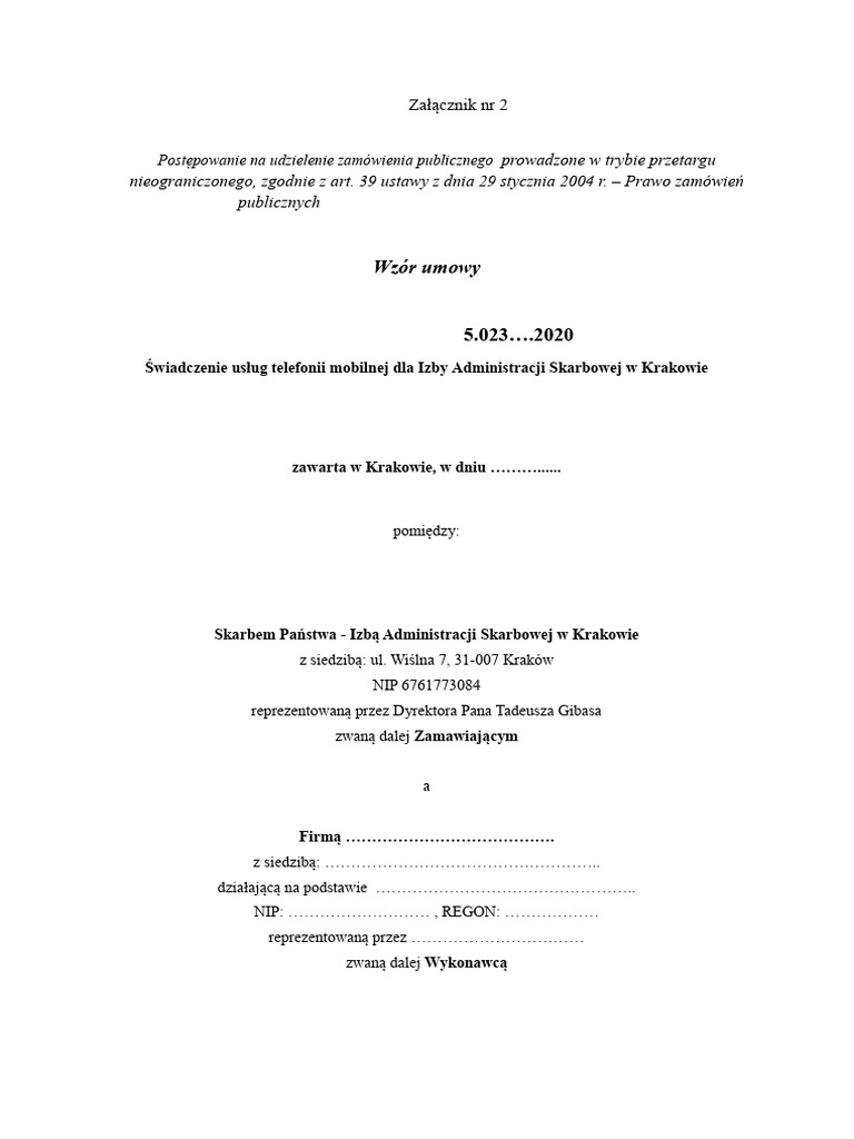 Zał NR 2 Do SIWZ - Wzór Umowy | PDF