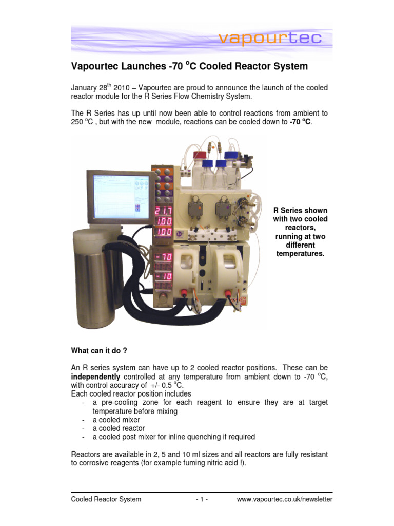 Vapourtec - Cooled Reactor Module1 | PDF | Chemical Reactor | Applied ...