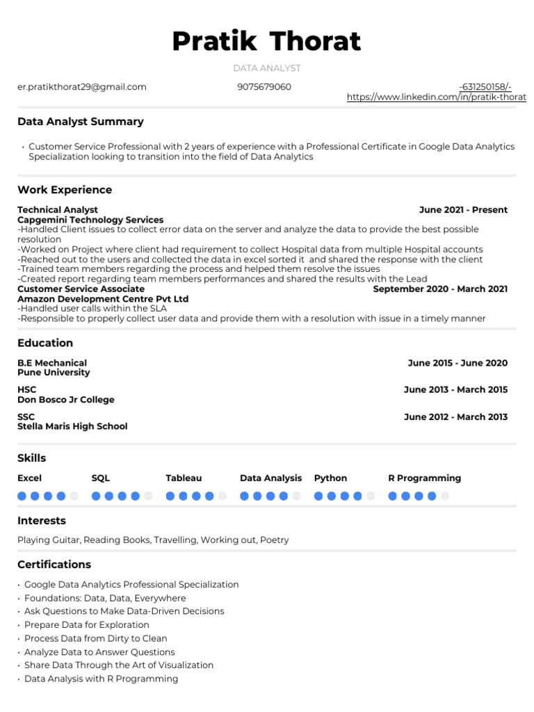 Pratik Thorat Resume | PDF