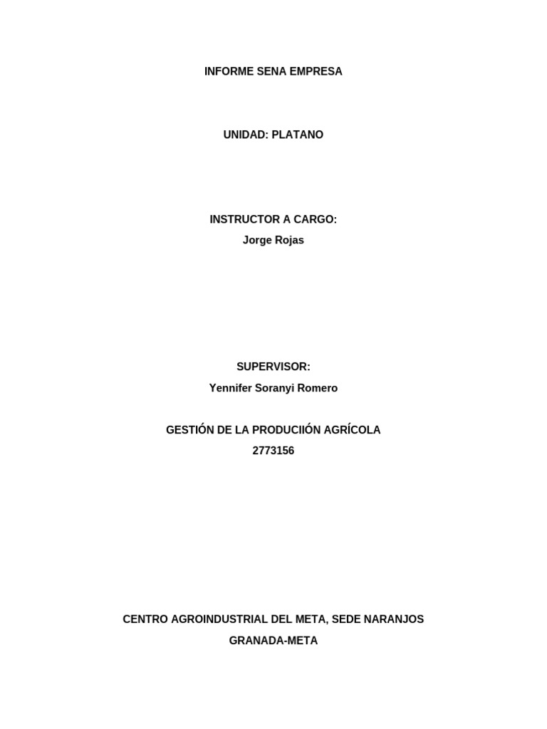informe sena empresa platano | PDF