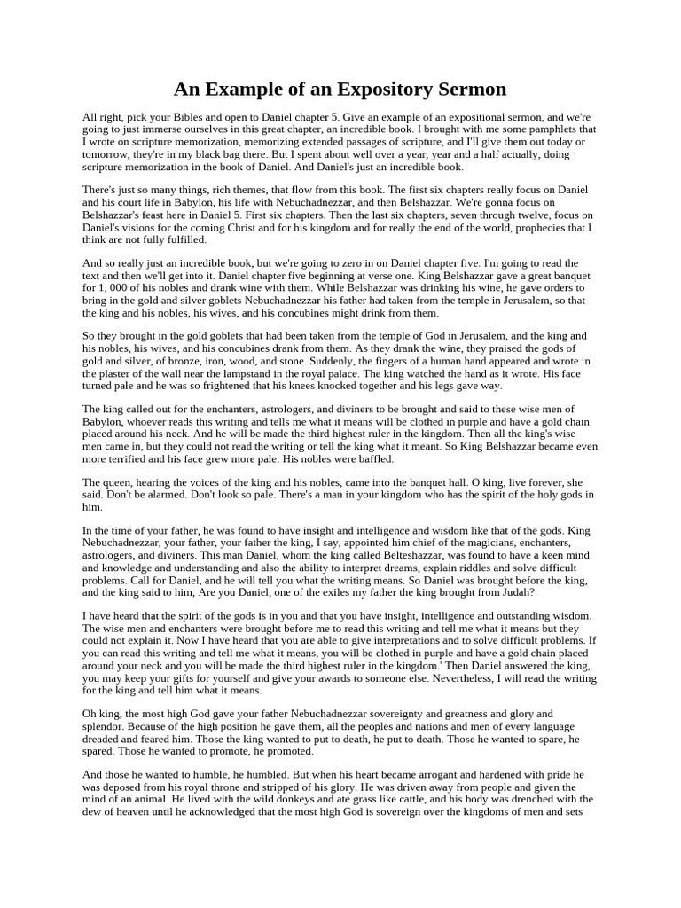 An Example of An Expository Sermon | PDF | Daniel (Biblical Figure ...