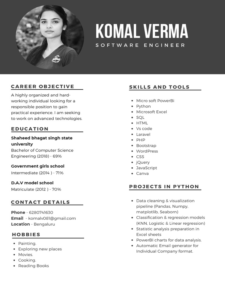 Komal+verma+resume | PDF | Php | Microsoft Excel