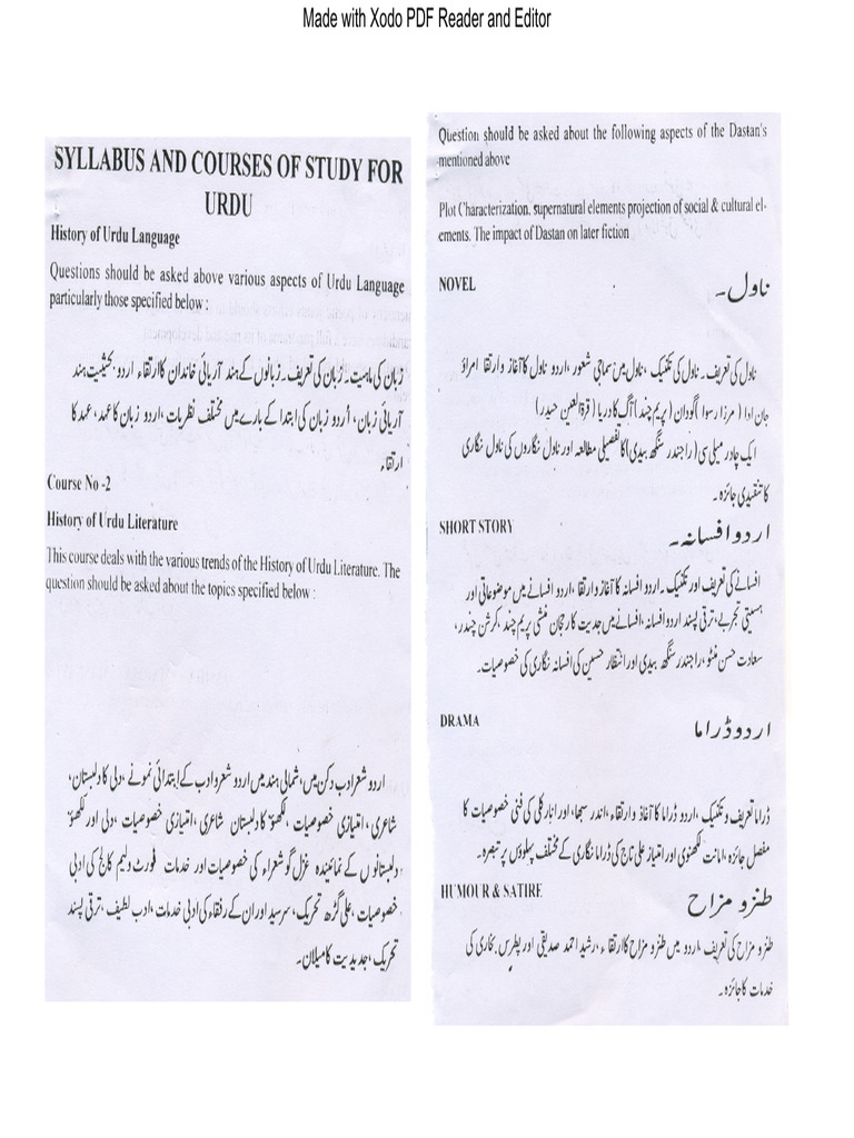 Urdu Syllabus | PDF