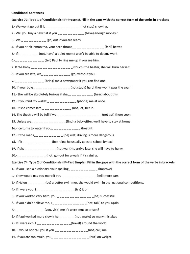 Conditional Sentences Exercises | PDF