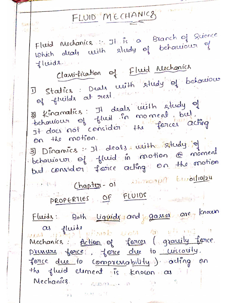 Fluid Mechanics Full Notes | PDF