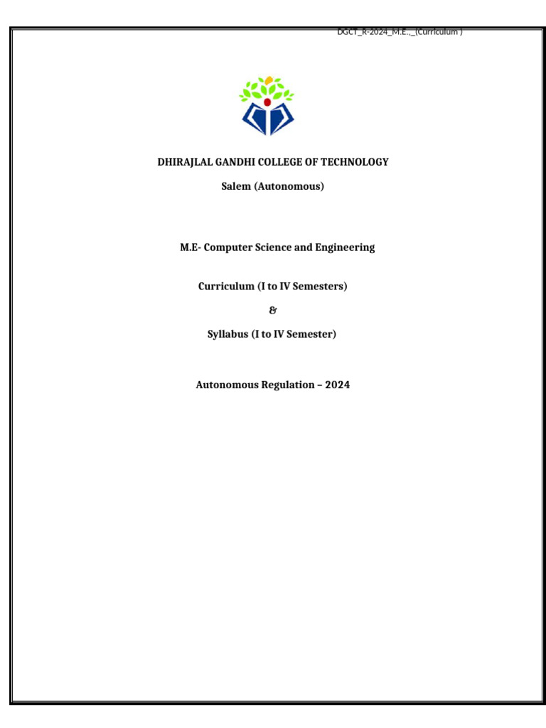 PG M.E CSE CC With Syllabus 27.12.2024 | PDF | Computer Network | Relational Model