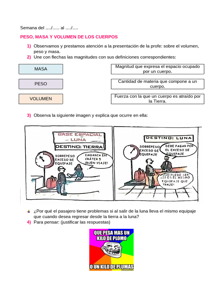 Peso, masa, volumen y densidad en ciencia | PDF | Densidad | Masa