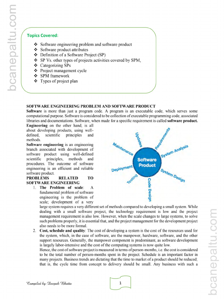 Software Project Management Note BCA Bhairahawa Multiple Campus | PDF