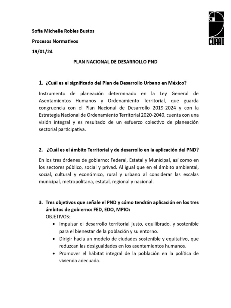 Plan Nacional de Desarrollo Urbano en México | PDF