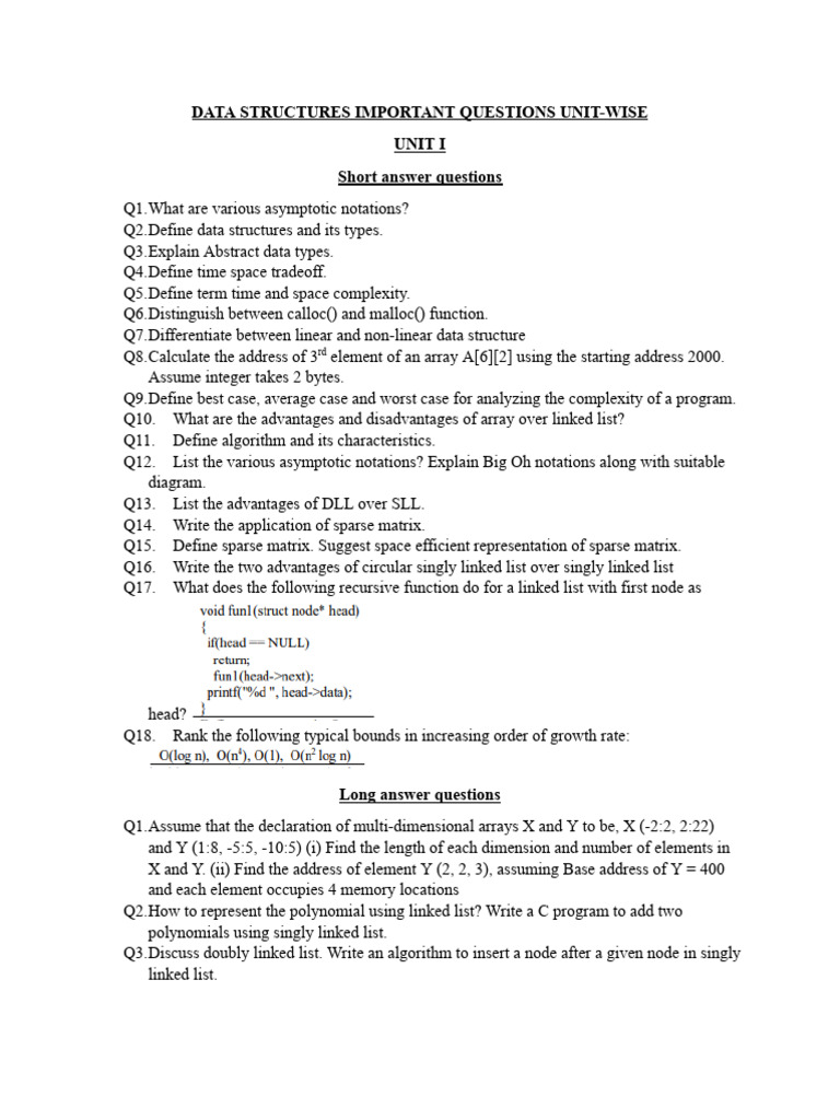 Question Bank DS BCS301.Docx | PDF | Queue (Abstract Data Type) | Algorithms